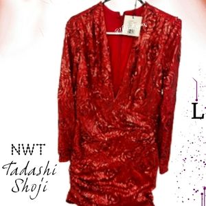 Tadashi Shoji | Dresses | Nwt Swirled Sequin Dress Rose Red Dynamite ...